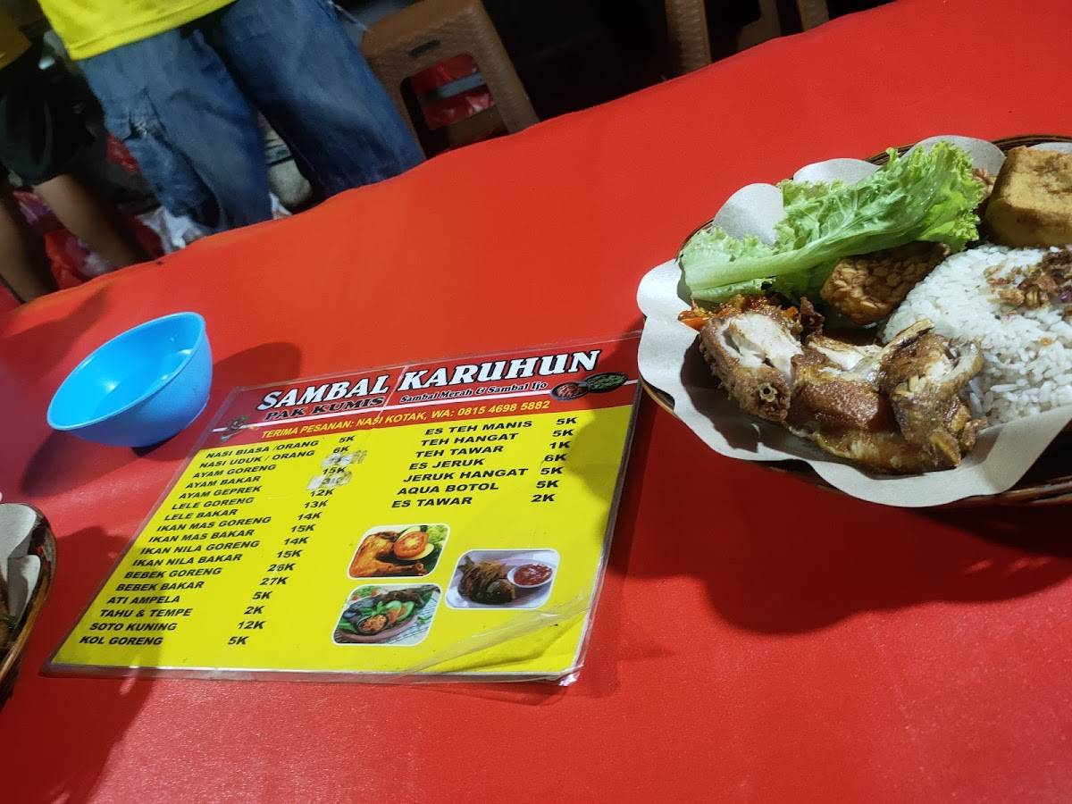 Menu at Sambal Karuhun restaurant, Indonesia