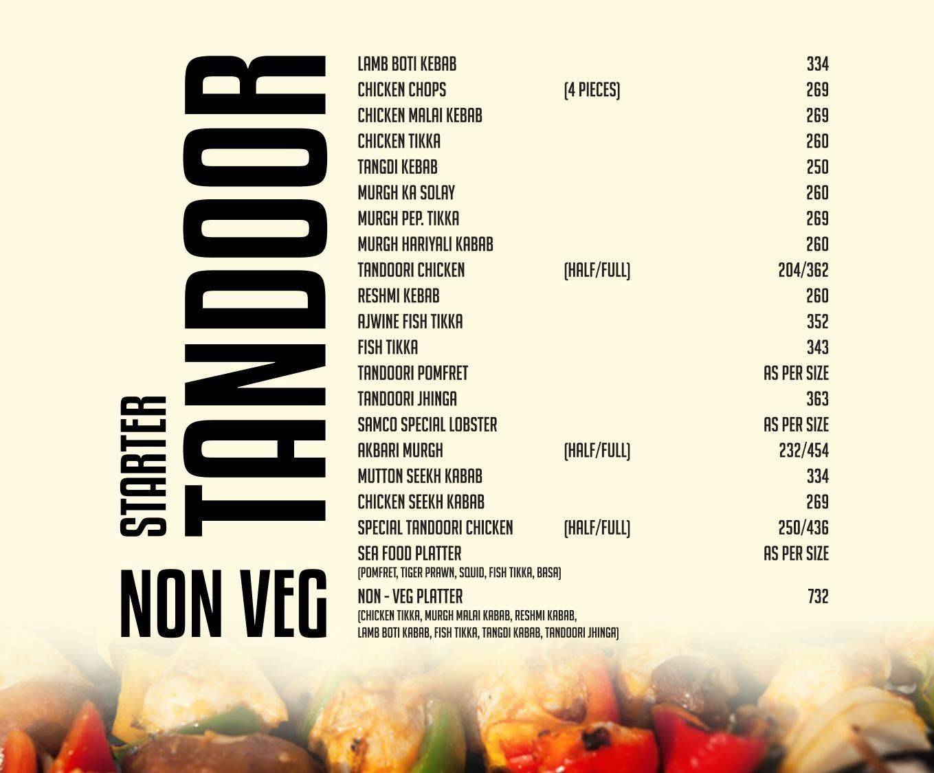 Menu at Samco Restaurant Velachery, Chennai, New No. 33
