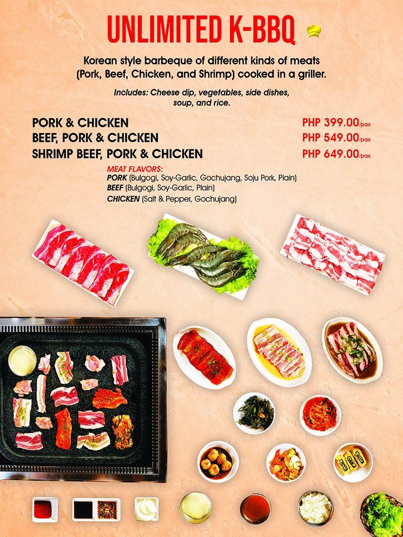 Menu at Samgyup Korean Restaurant, Dasmariñas