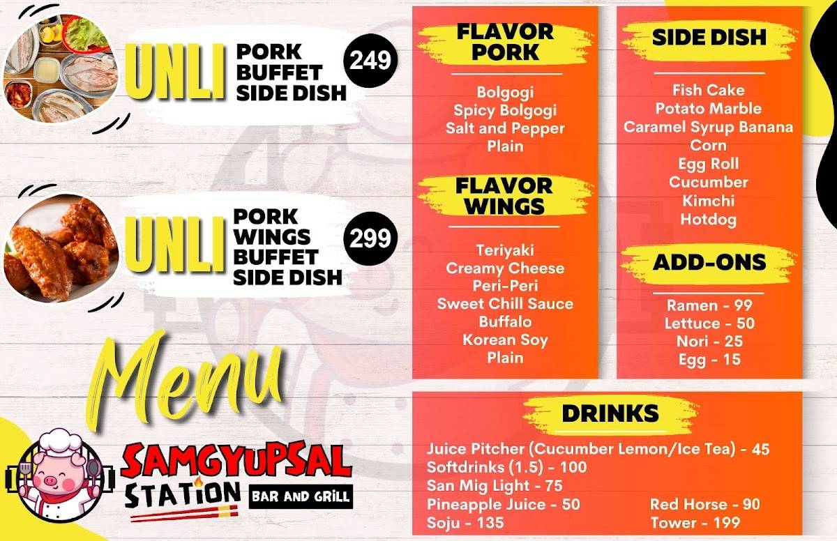Menu at Samgyupsal Station Bar and Grill, San Jose del Monte City