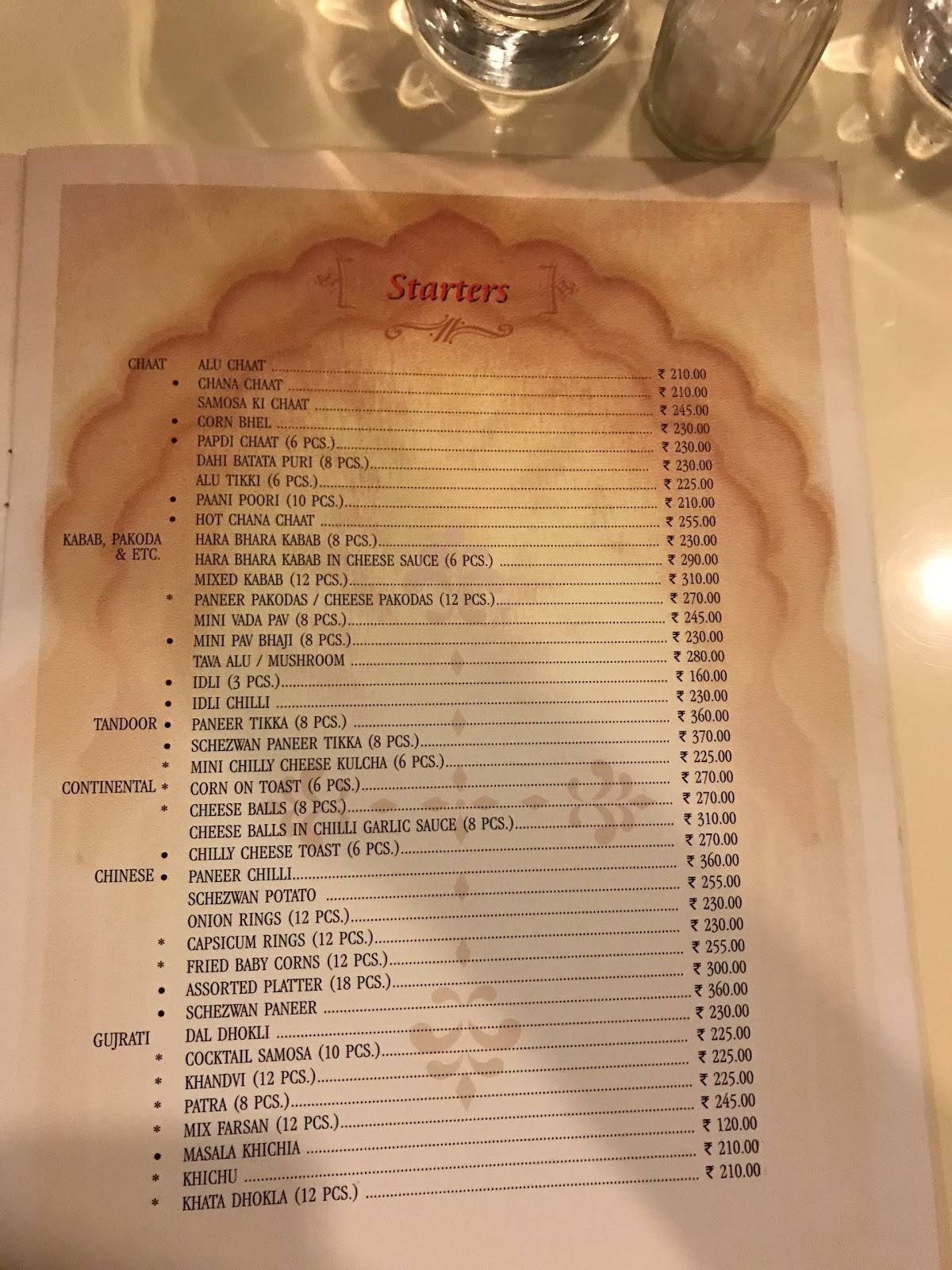 Menu at Samrat, Mumbai, Prem Court