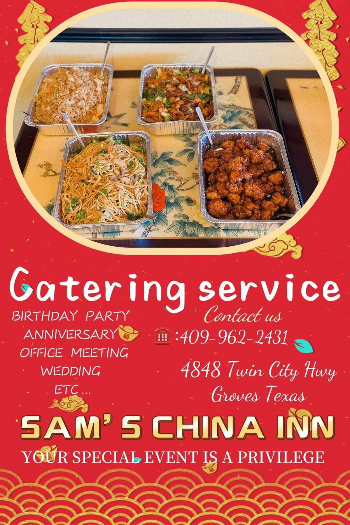 Menu at Sam's China Inn restaurant, Groves