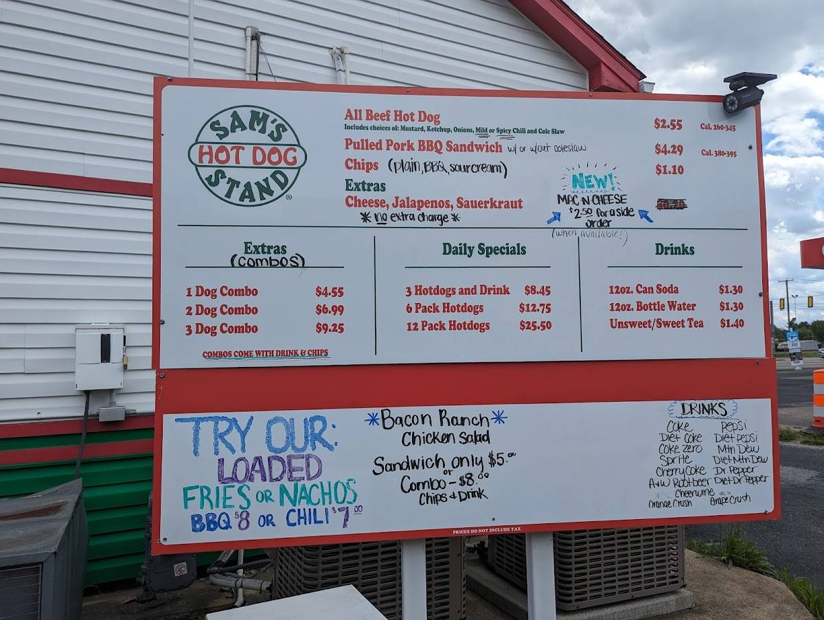 Menu at Sam's Hot Dog Stand Staunton restaurant, Staunton, 65 Lee ...