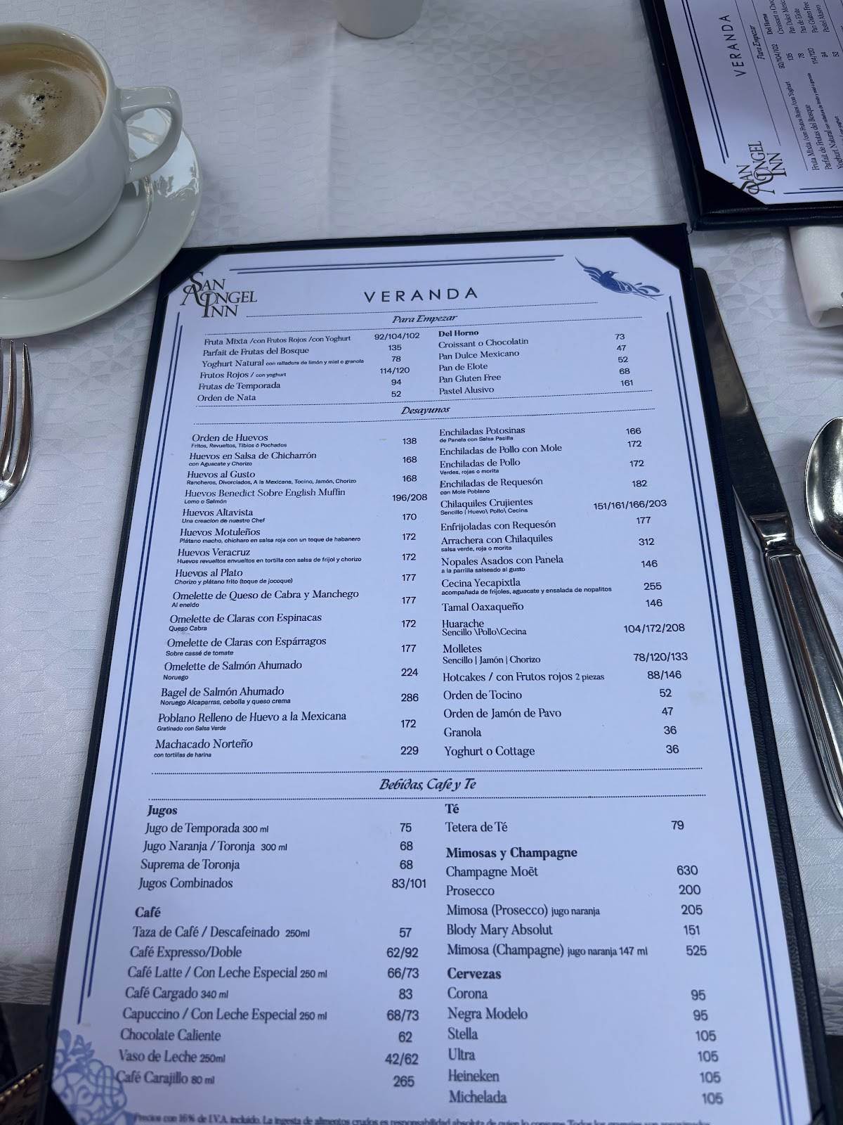 Menu at San Ángel Inn pub & bar, Mexico City, Diego Rivera 50