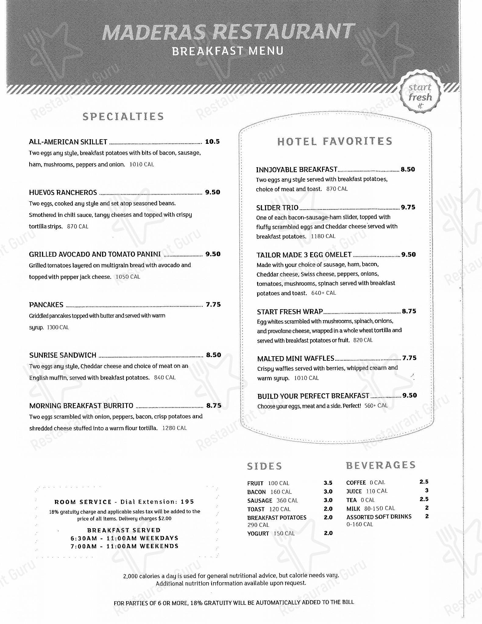 Menu at Maderas Restaurant & Bar, San Antonio