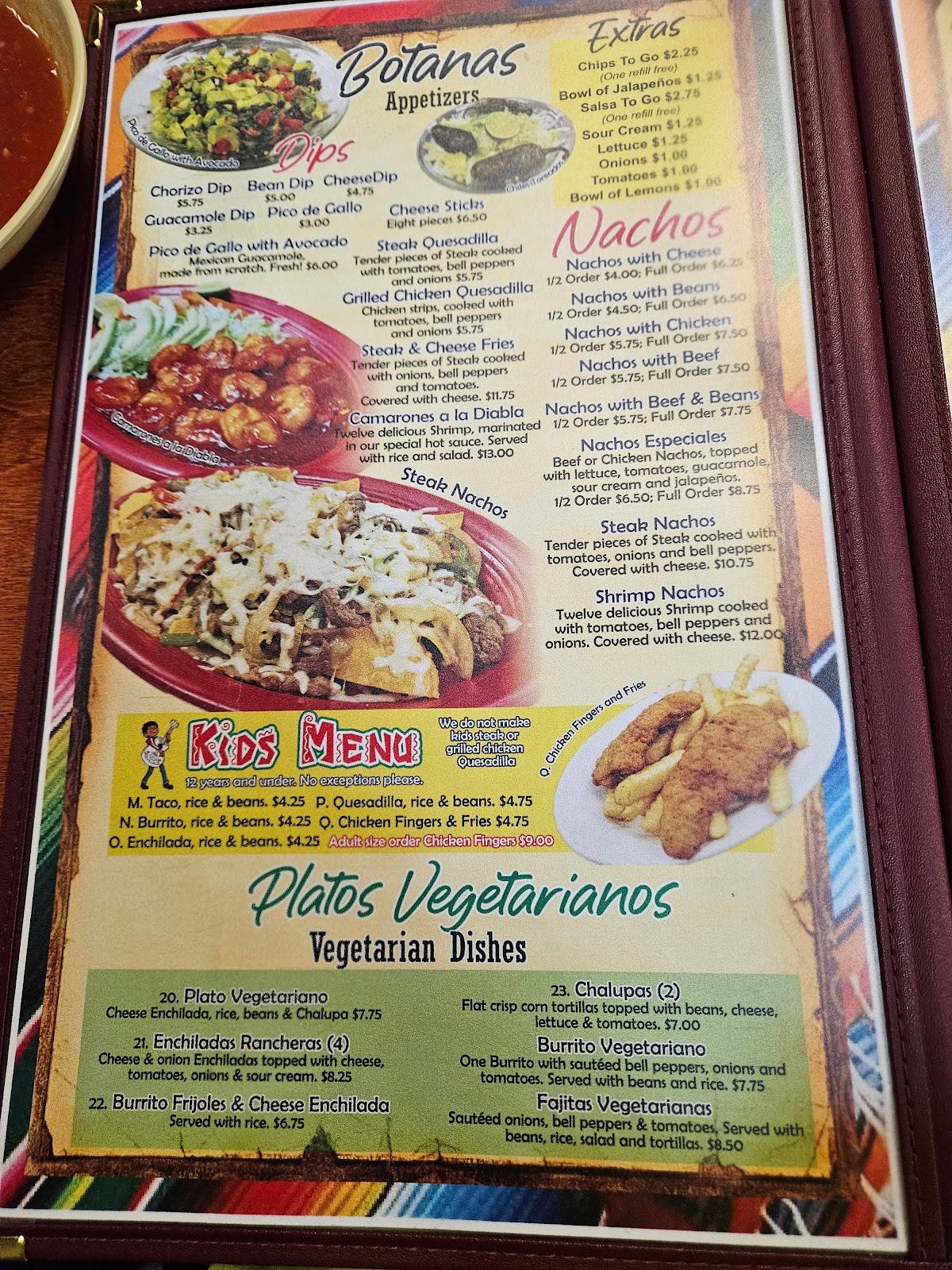 Menu at San Marcos restaurant, Montgomery, 61 N Burbank Dr