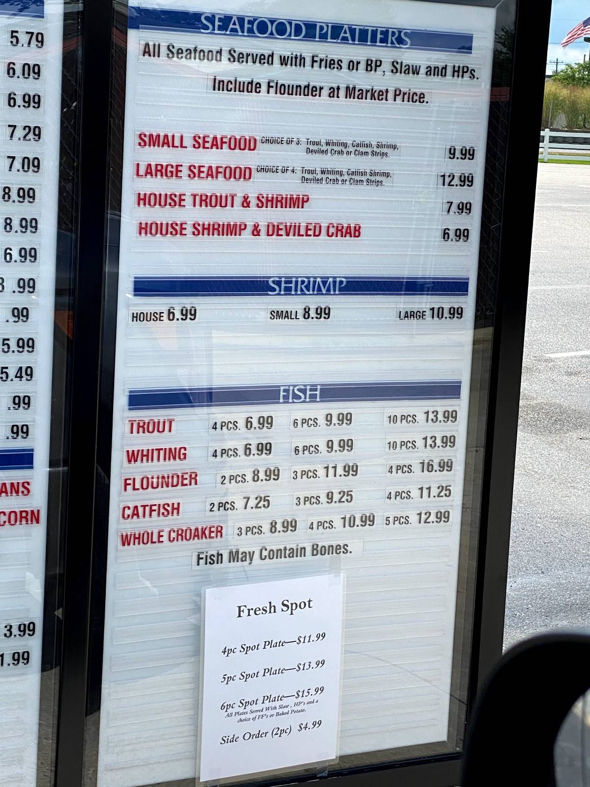 Menu at Sandpiper Buffet restaurant, Fayetteville