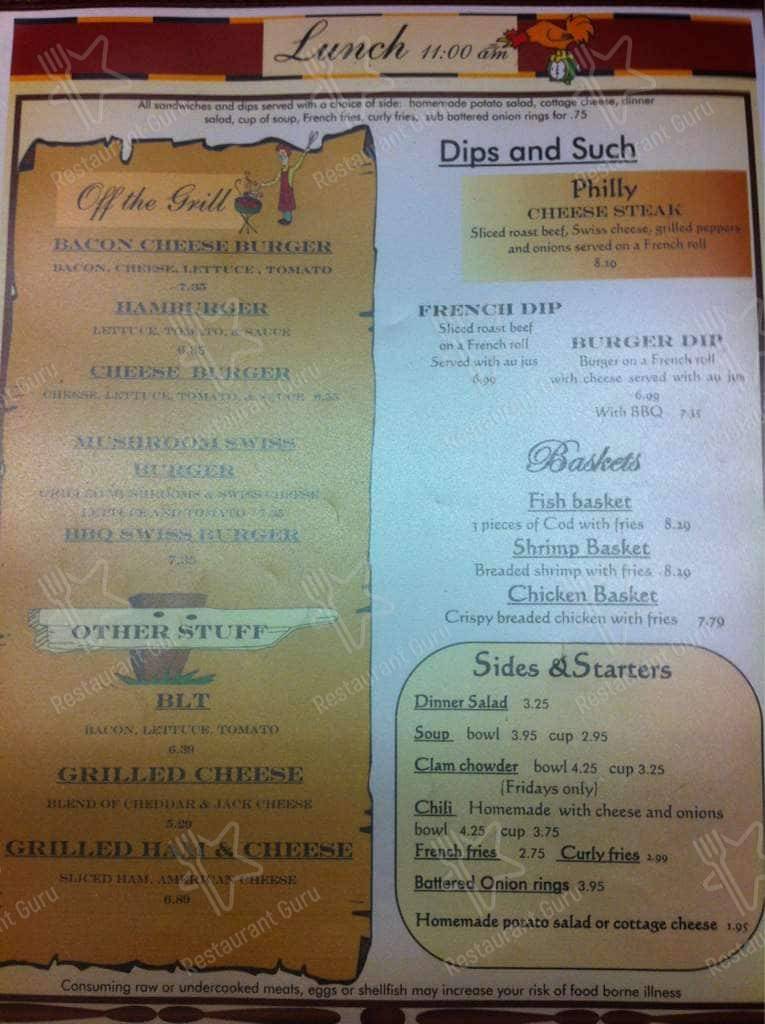 Menu at The Sandstone Cafe & Quarry Bar, Tenino
