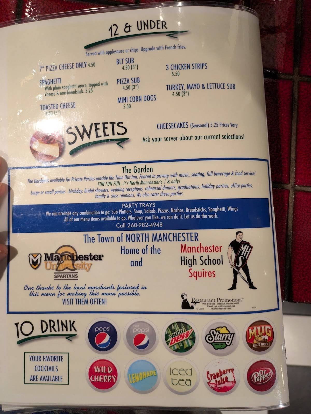 Menu at Sandwich Cellar pub & bar, North Manchester, 403 IN-13