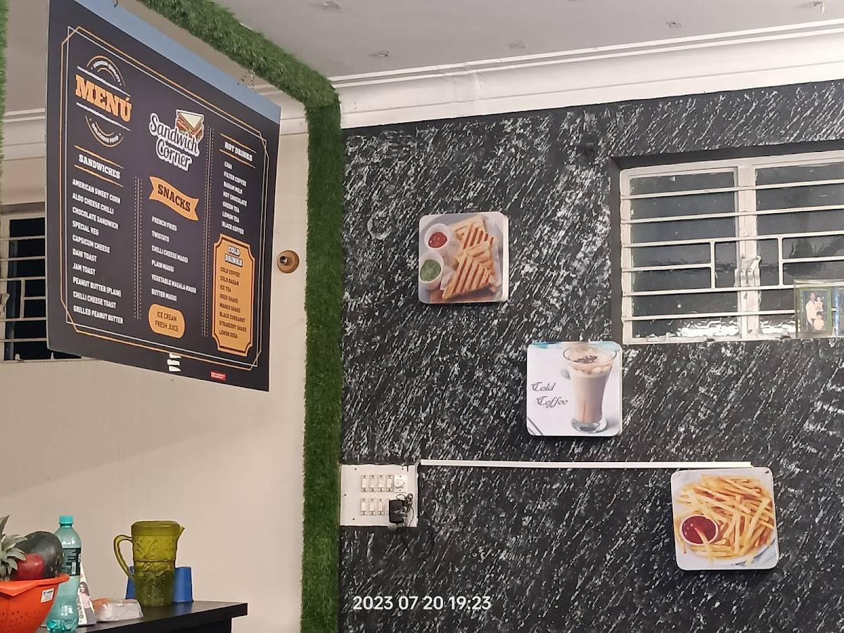 Menu at Sandwich corner, Mysuru