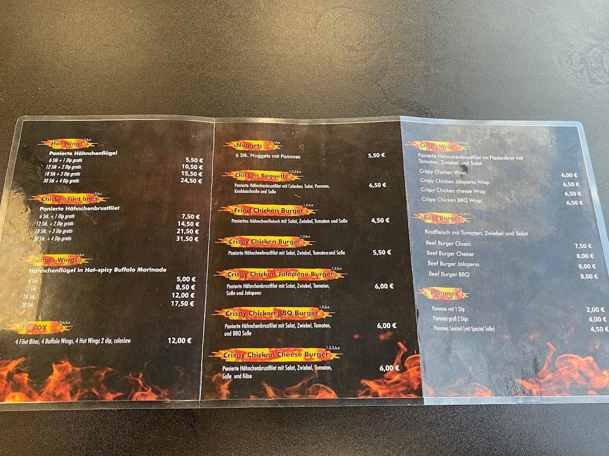 Menu at Fried Chicken House restaurant, Sankt Wendel