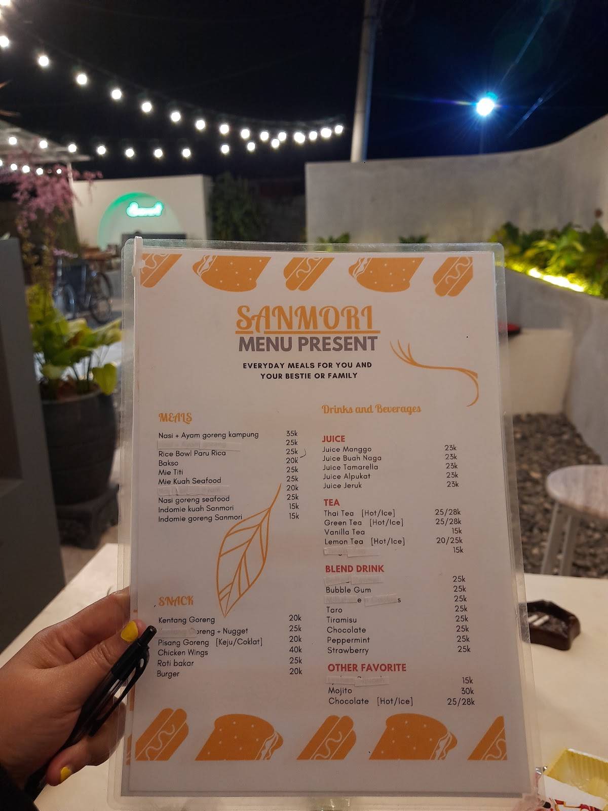 Menu at Sanmori (Est 2021), Indonesia