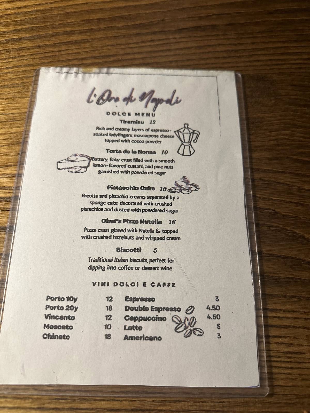 Menu at L'Oro di Napoli pizzeria, Santa Rosa