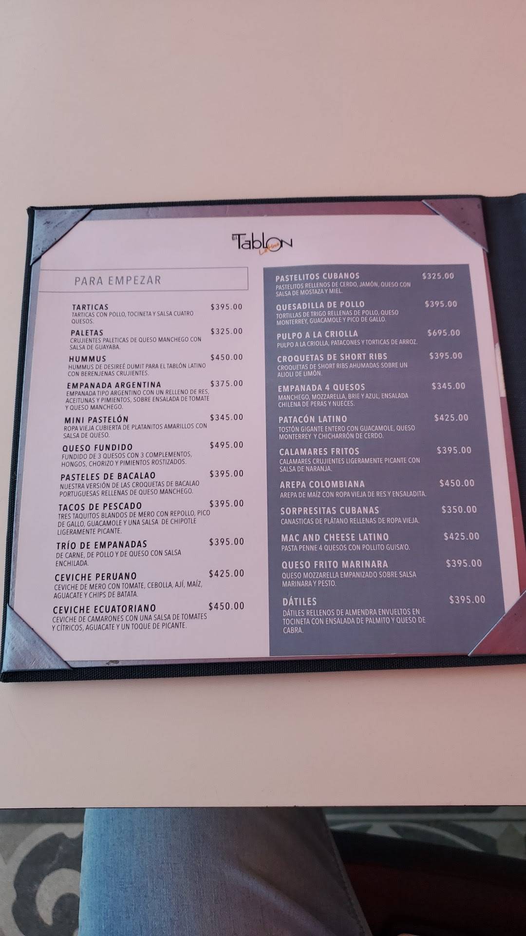 Carta del restaurante El Tablon Latino, Santiago De Los Caballeros, C ...