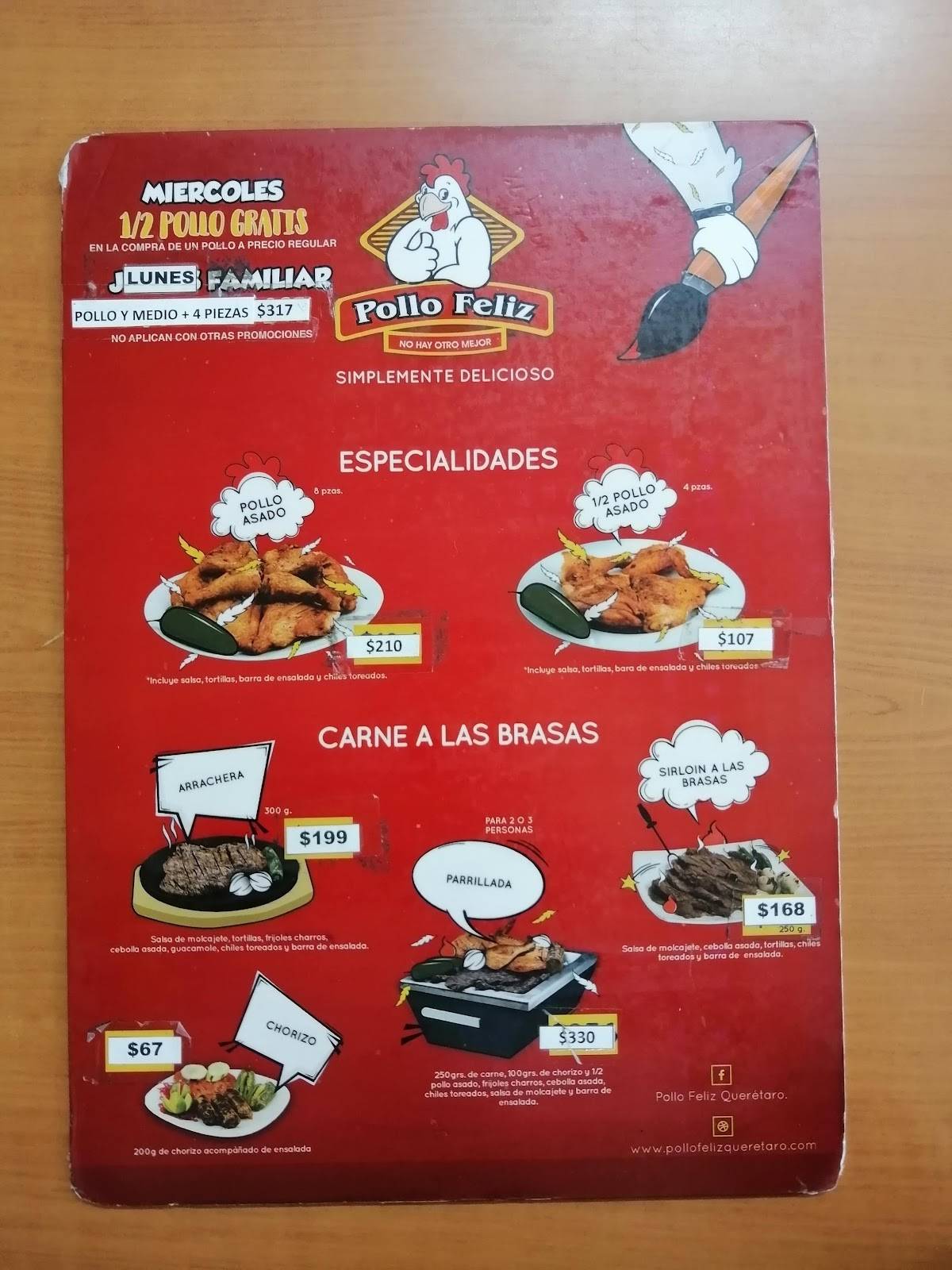 Carta del restaurante Pollo Feliz Zaragoza, Santiago del Querétaro ...