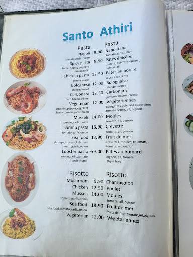 Menu at Santo Athiri, Kamari, Unnamed Road