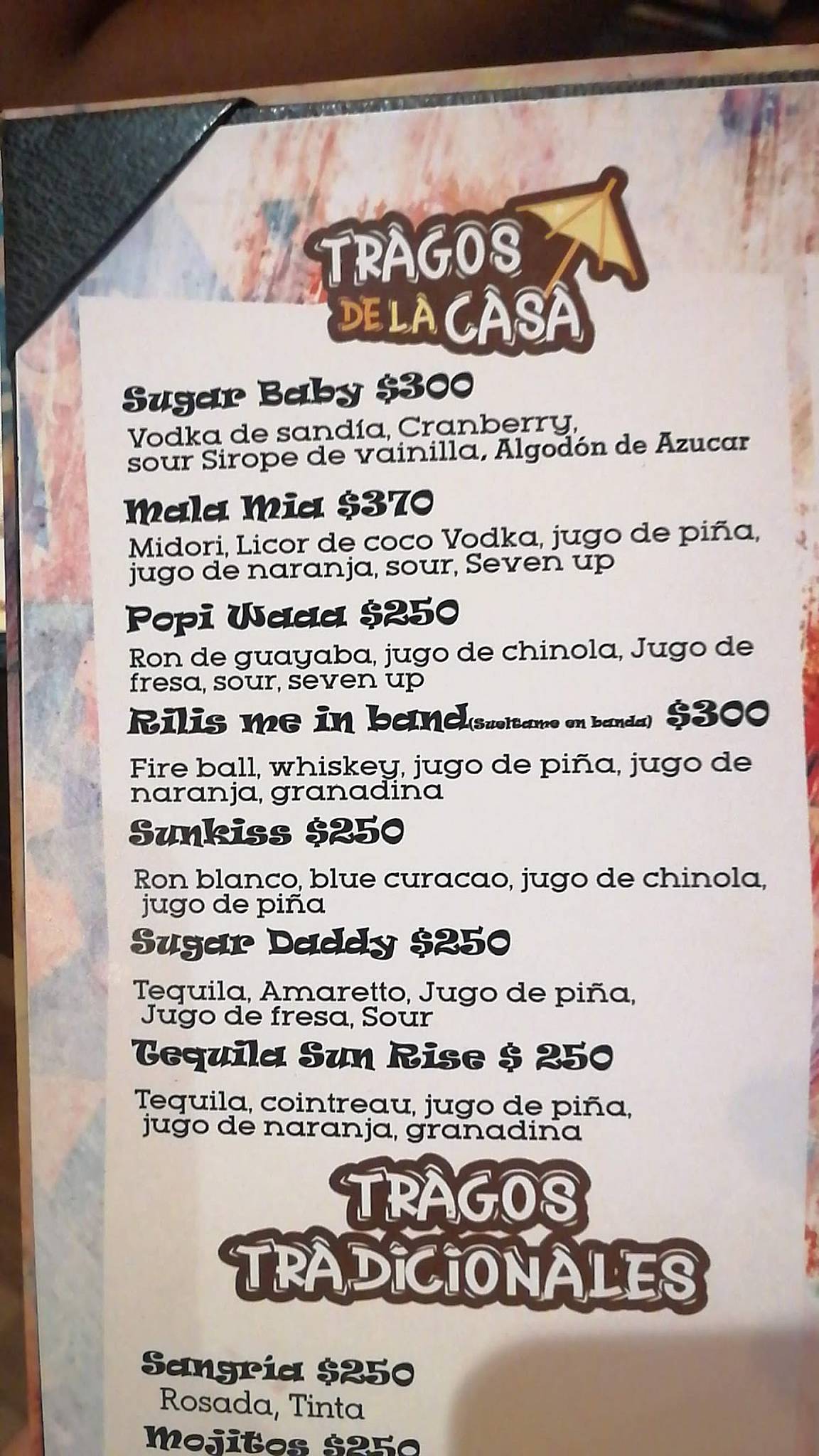 Carta de Mala Mía Urban Kitchen & Bar, Santo Domingo