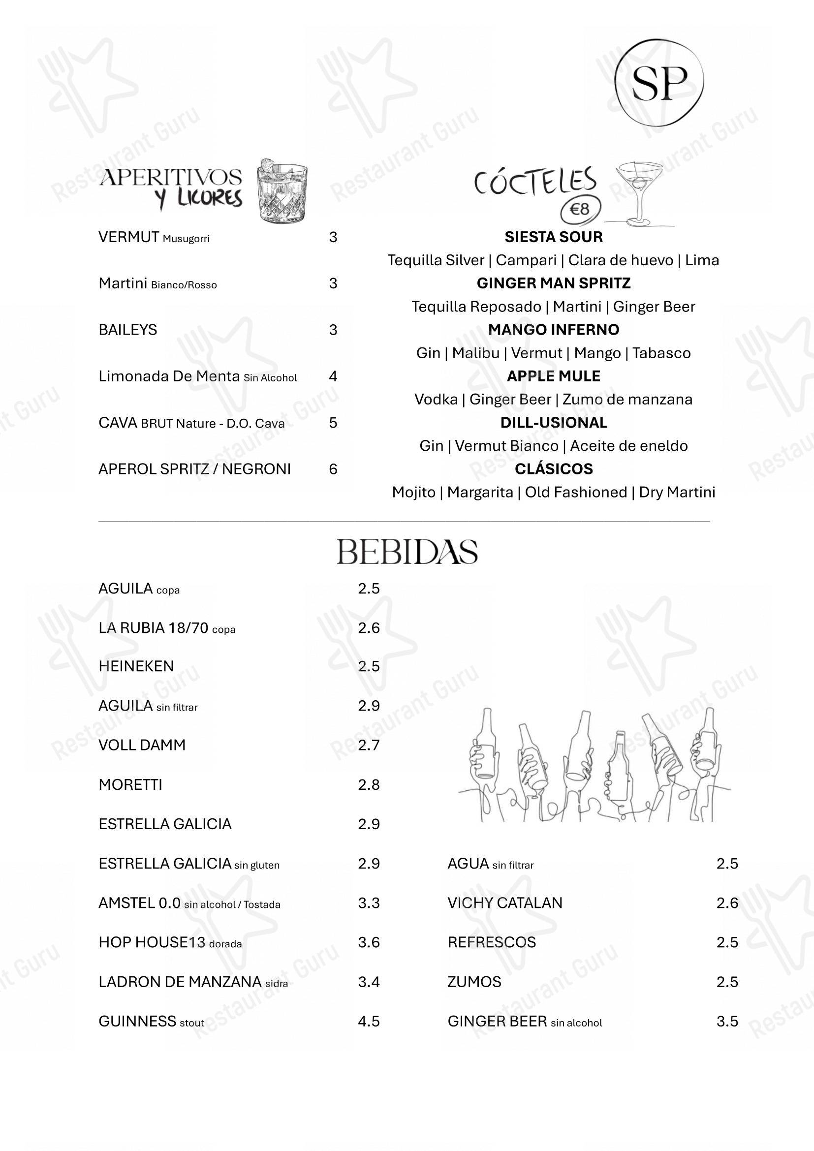Carta del restaurante Santo Paladar, Barcelona