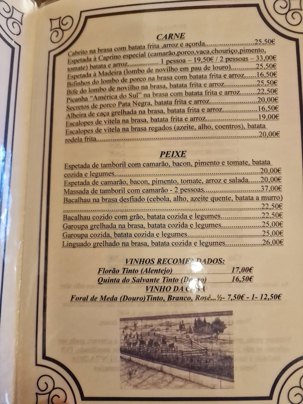 Menu em Curral dos Caprinos restaurante, Sintra, R. 28 de Setembro