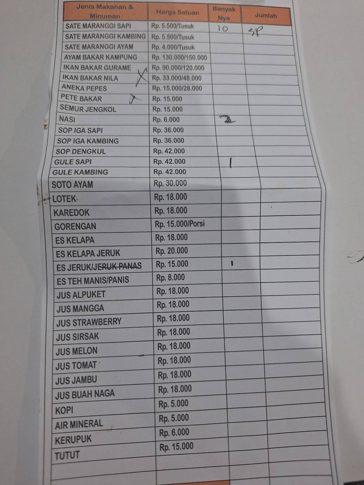 Menu at Sate Maranggi Dan Sop Hj.Maya Cimahi restaurant, Cimahi
