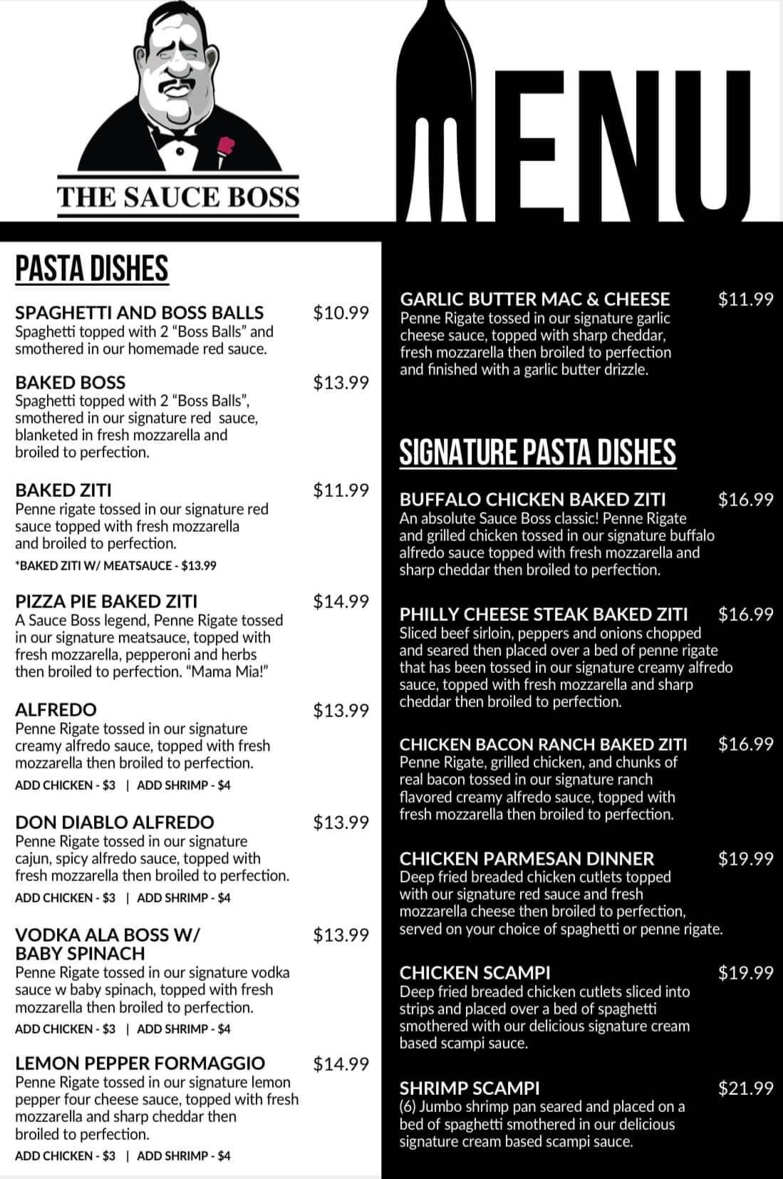 Menu at Sauce Boss restaurant, Horseheads
