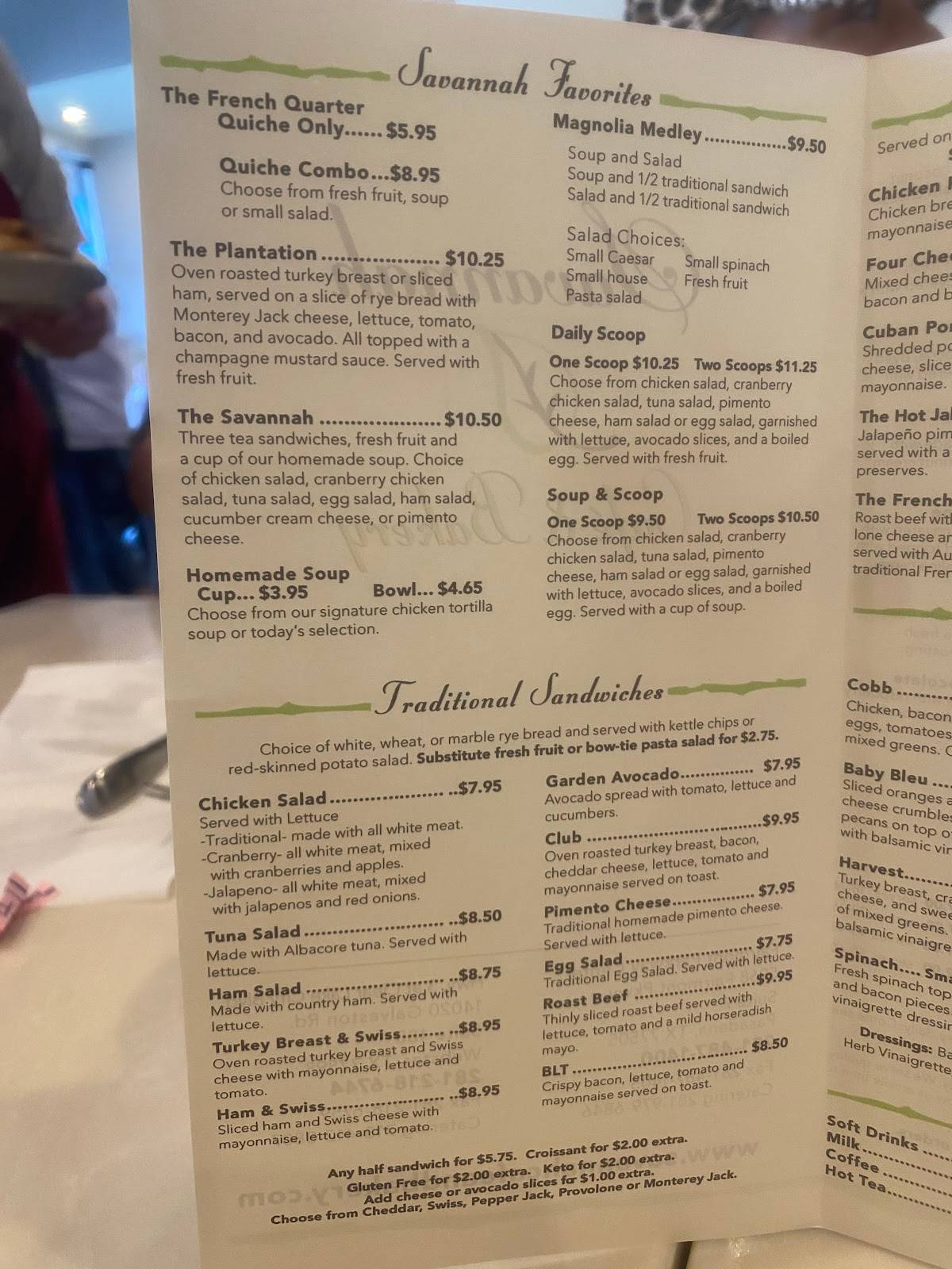 Menu at Savannah Cafe & Bakery, Pasadena, Fairmont Pkwy F