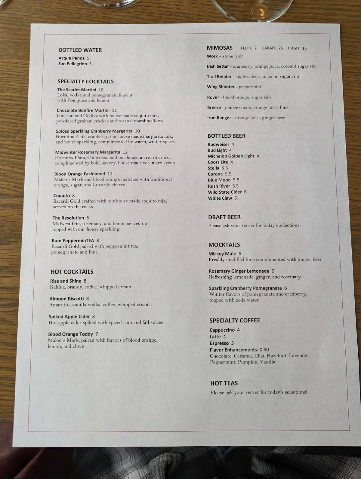 Menu at Scarlet Kitchen & Bar, Red Wing