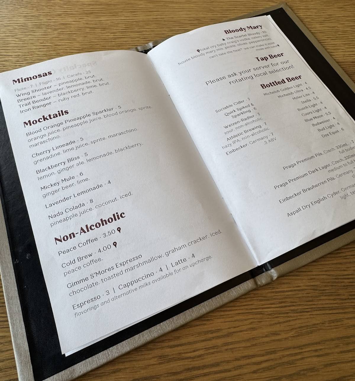 Menu at Scarlet Kitchen & Bar, Red Wing, 406 Main St