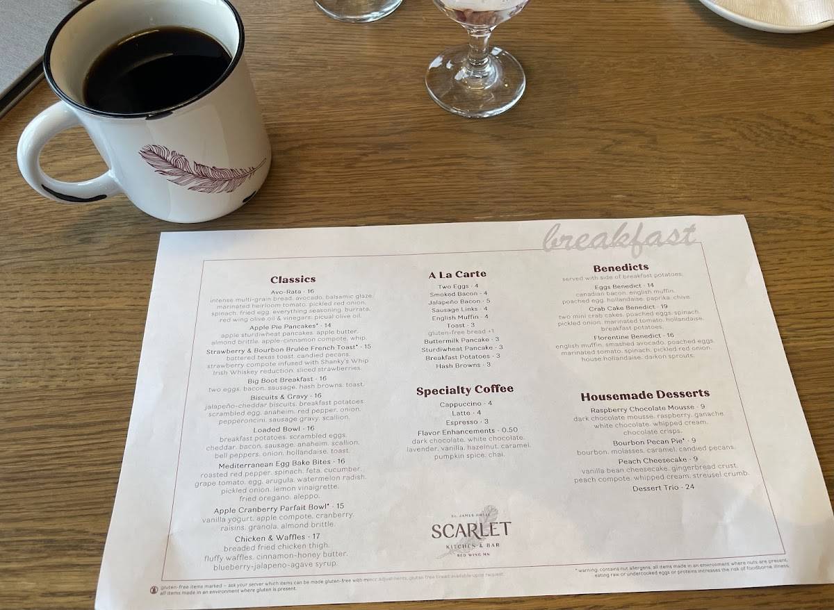Menu at Scarlet Kitchen & Bar, Red Wing