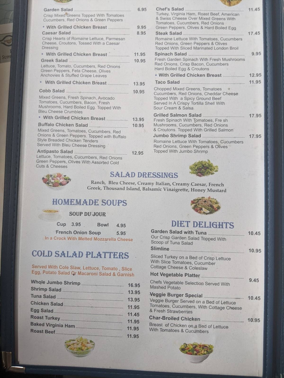Menu at Schodack Diner restaurant, Schodack Center