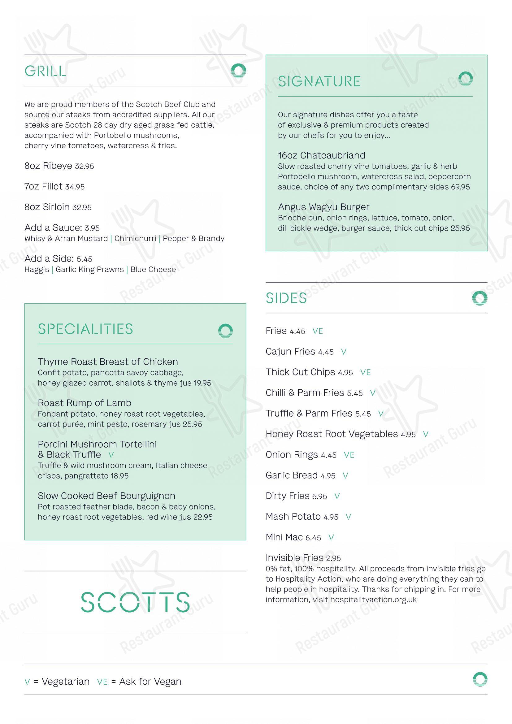 Menu at Scotts Bar & Restaurant, Largs, Largs Yacht Haven