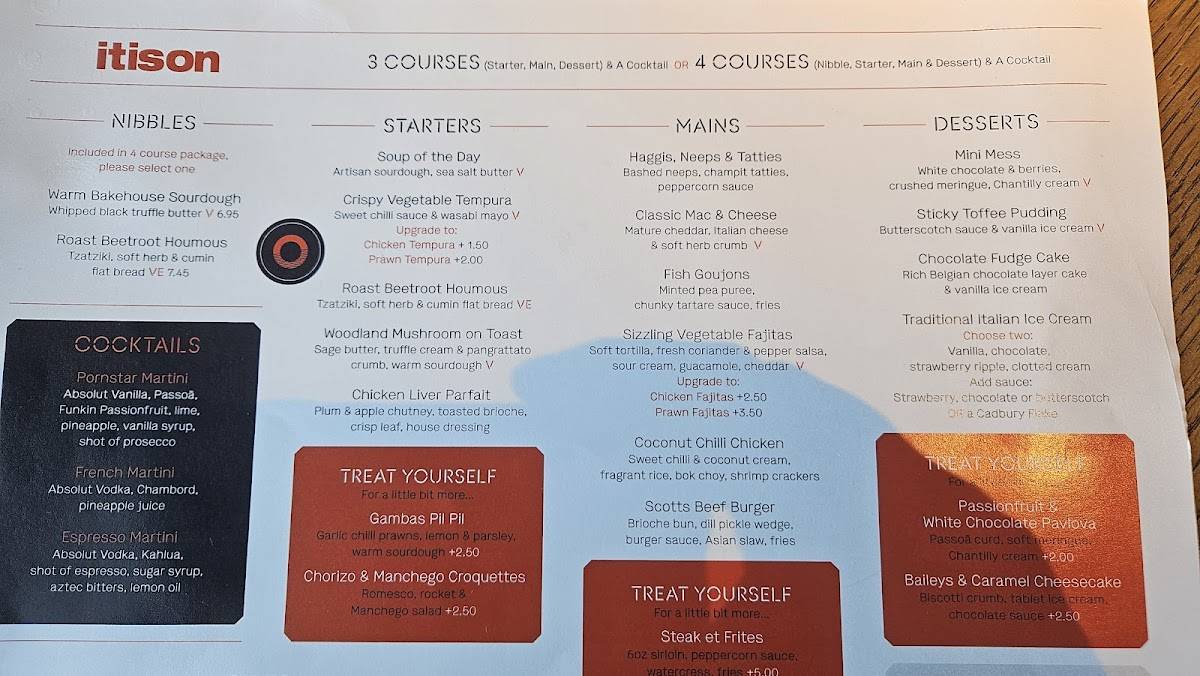 Menu at Scotts Bar & Restaurant, Greenock