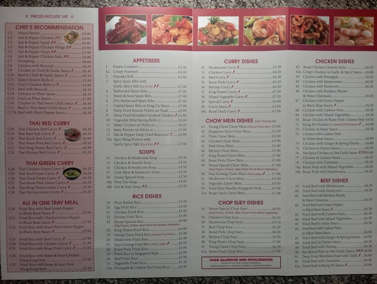 Menu at Sea View fast food, Brightlingsea
