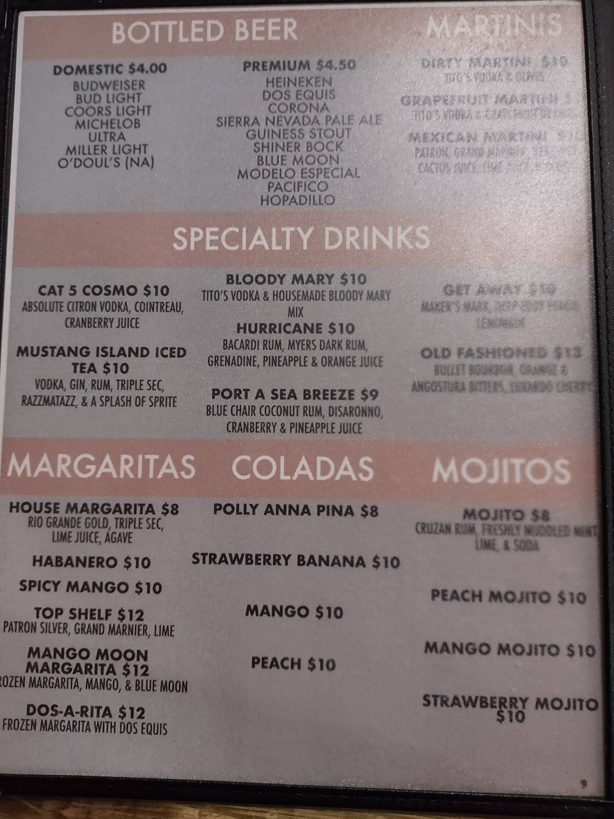 Menu at Seafood & Spaghetti Works restaurant, Port Aransas