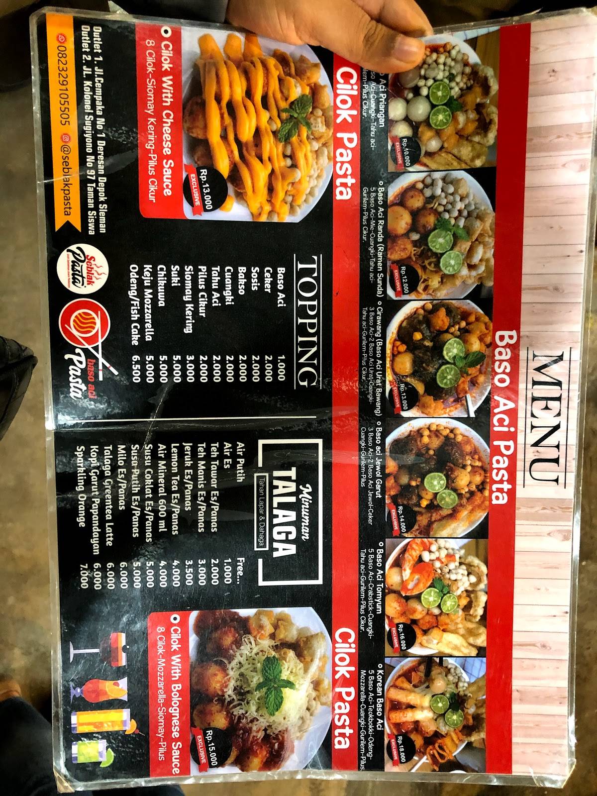Меню ресторана Seblak Pasta Deresan, Сендангади