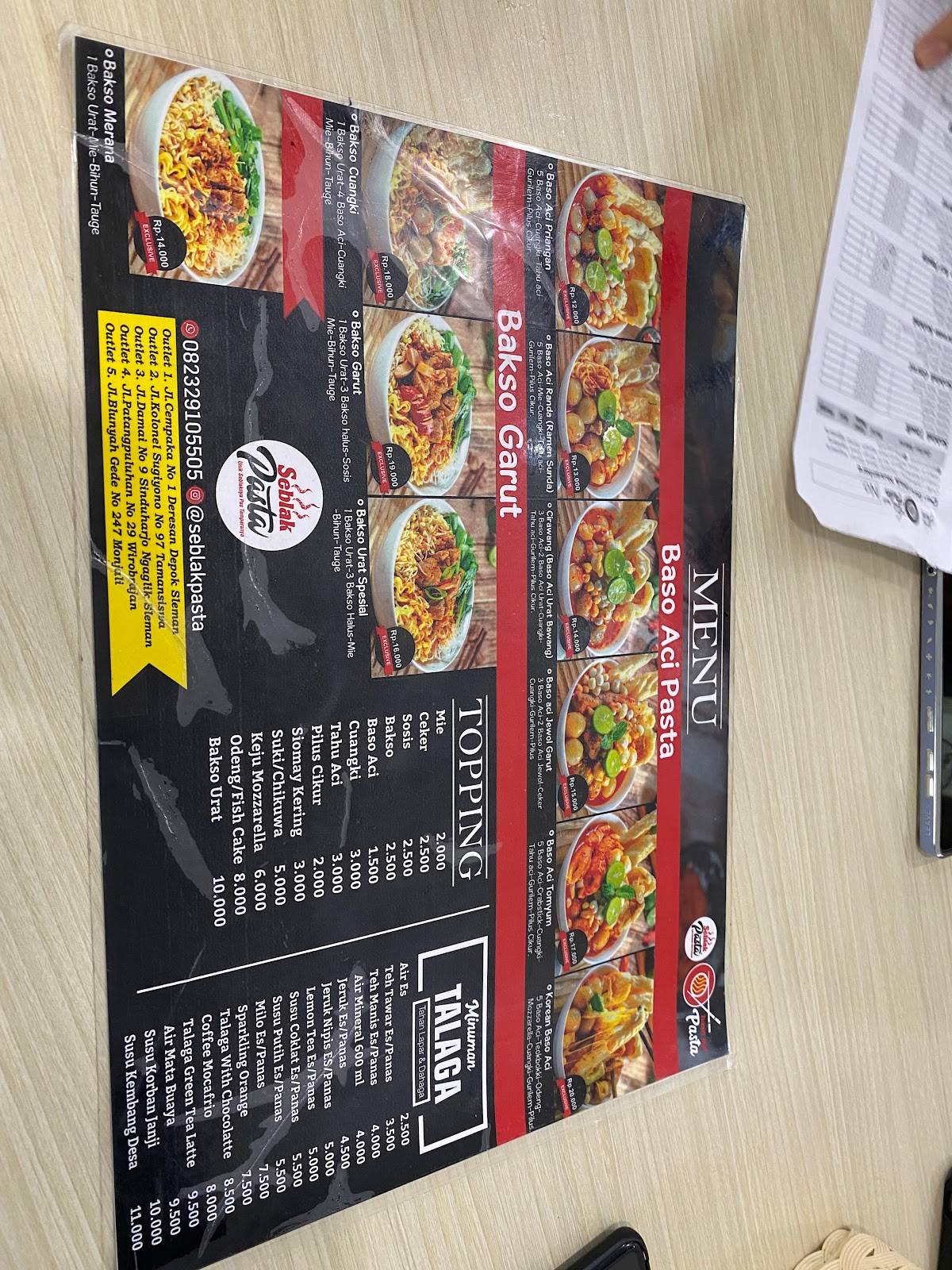 Menu at Seblak Pasta Deresan restaurant, Sendangadi