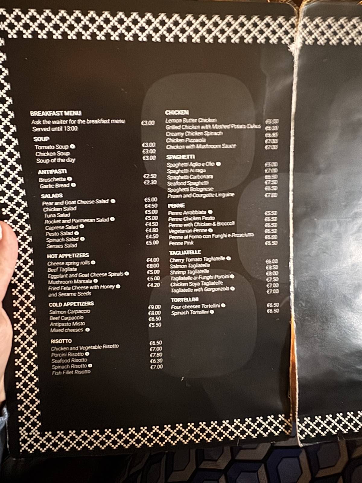 Speisekarte von Senses Restaurant, Priština