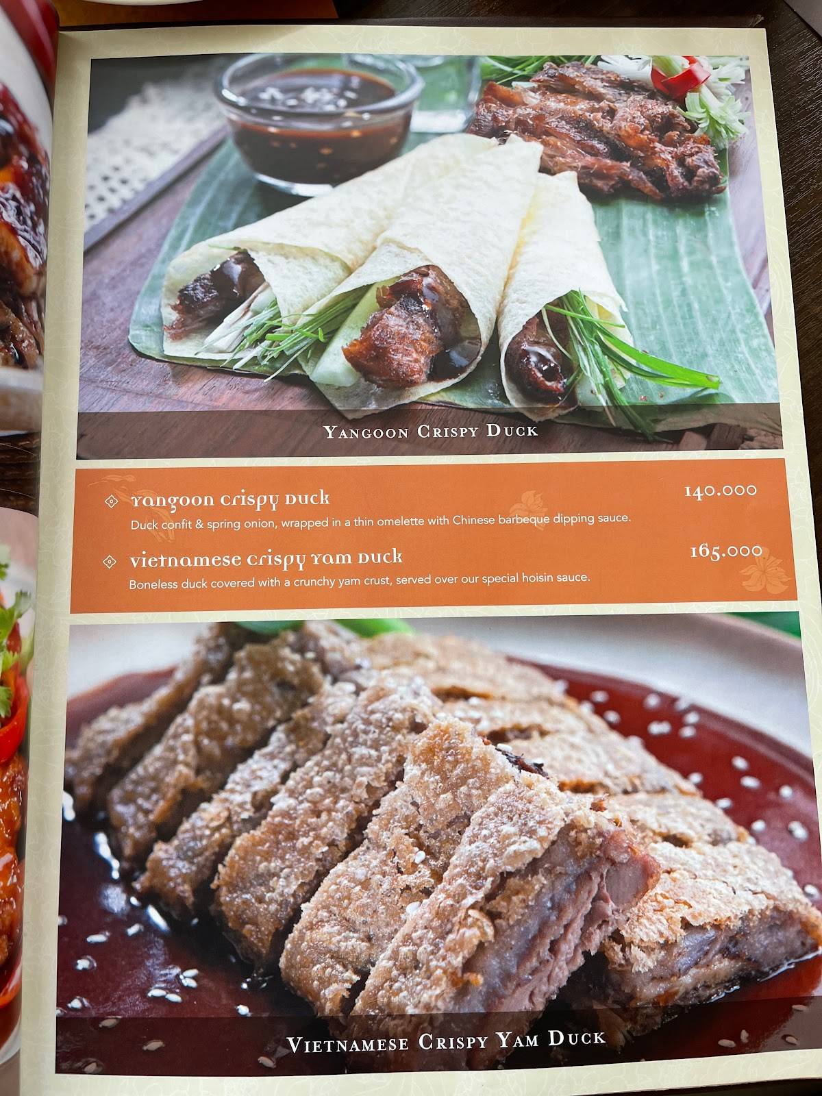 Menu at Seribu Rasa restaurant, Jakarta, Plaza Indonesia