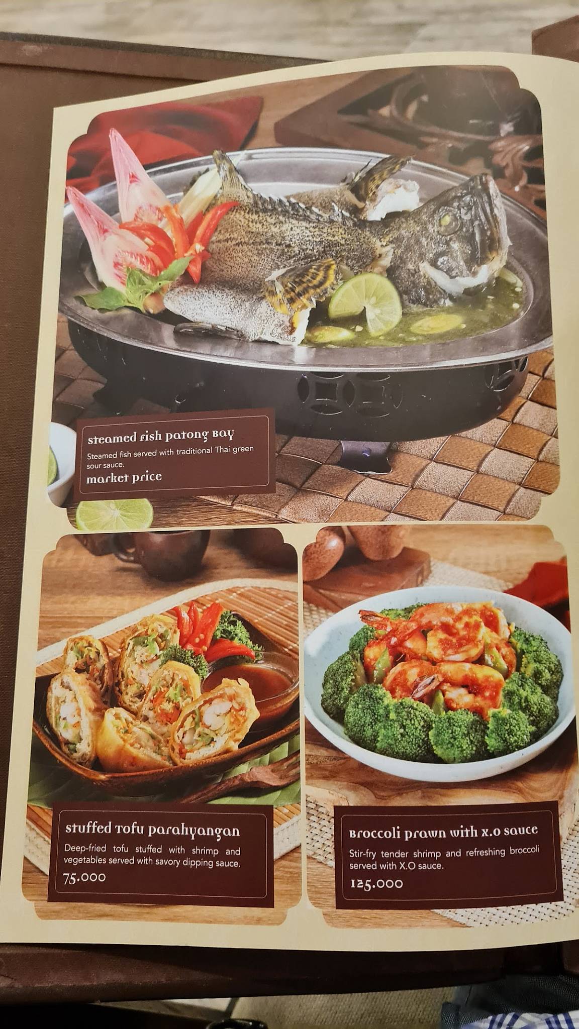 Menu at Seribu Rasa restaurant, Jakarta, Plaza Indonesia