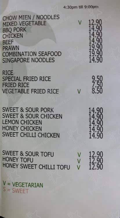 Menu at Seven Heaven Chinese Take Away restaurant, Bardon