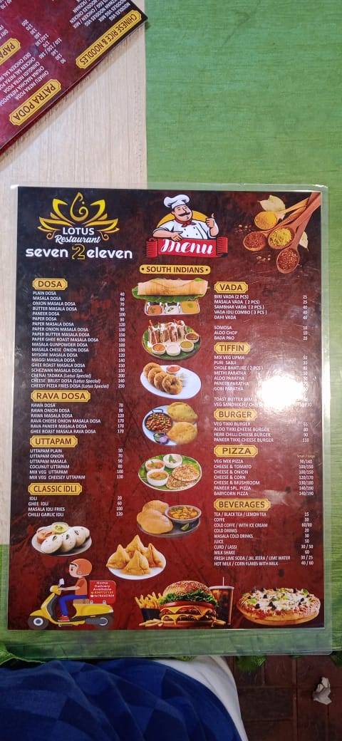 Menu at Seven eleven lotus restaurant, Balasore