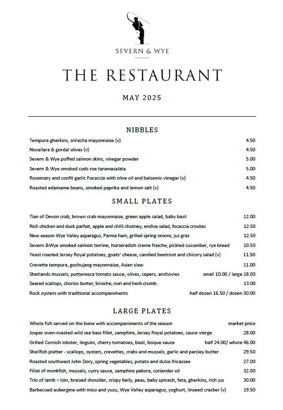 Menu at Severn & Wye Smokery restaurant, Westbury-on-Severn
