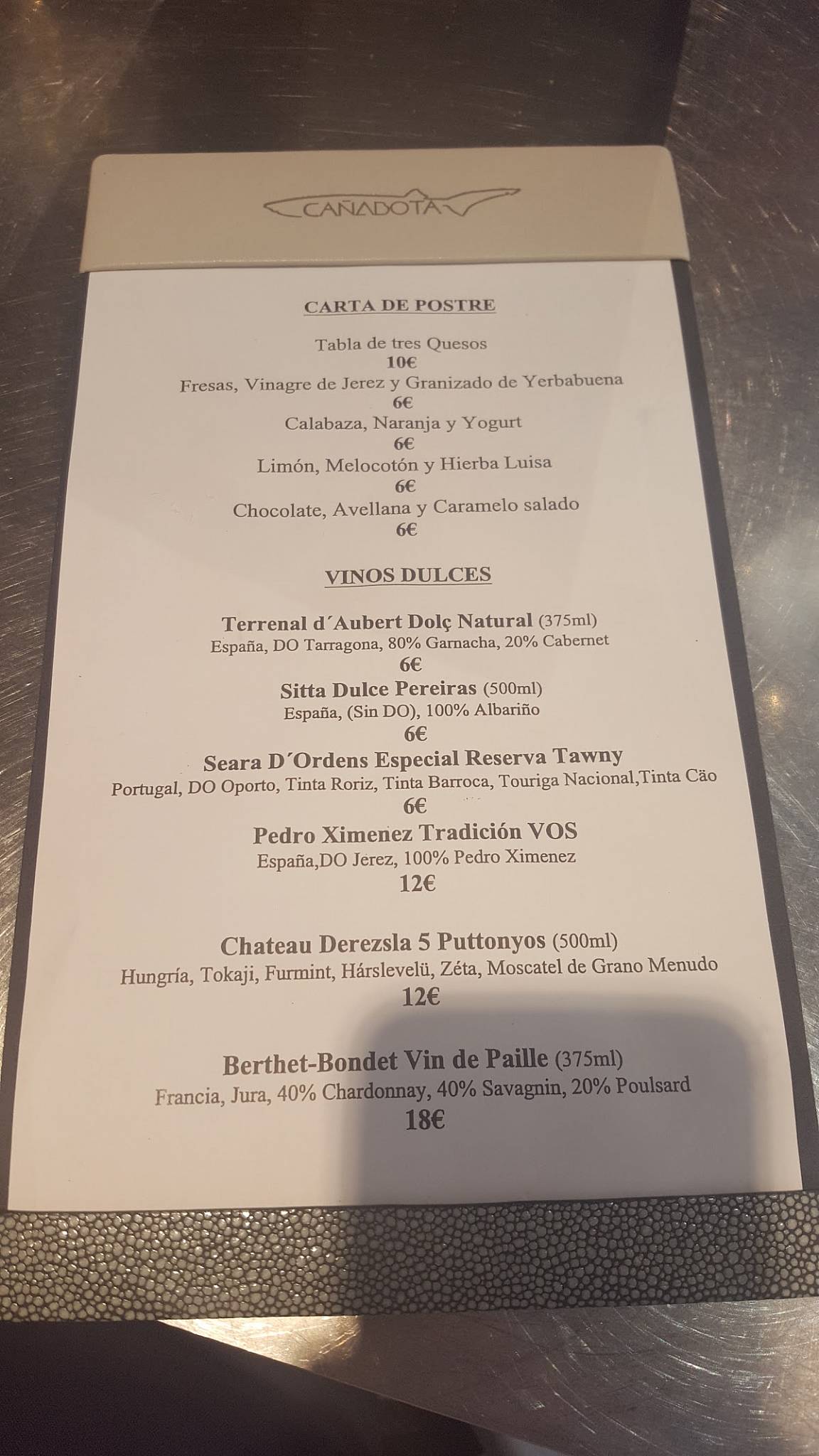 Menu at Cañabota pub & bar, Seville, C. Orfila