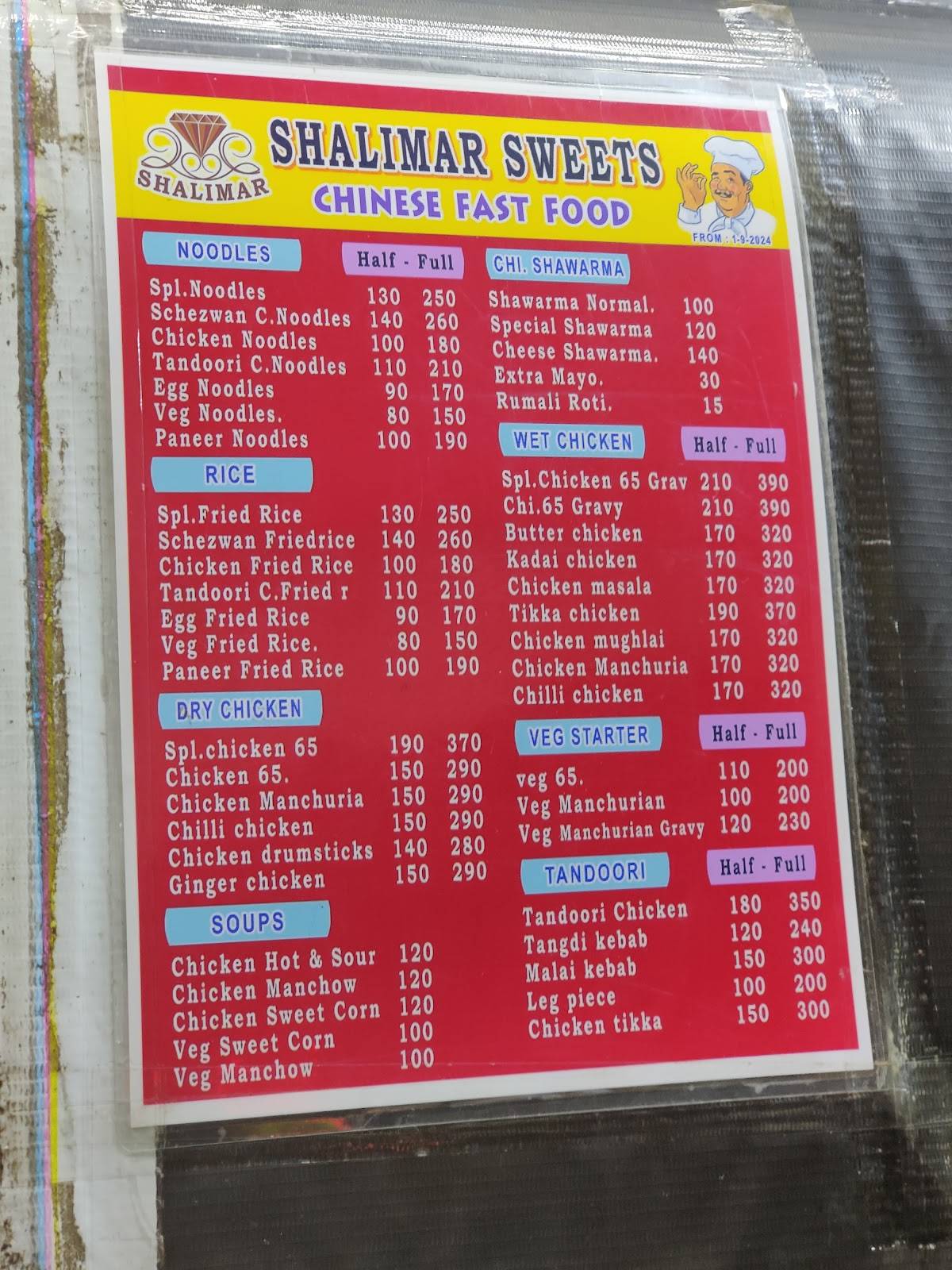 Menu at Shalimar Sweets & Bakery, Hyderabad, 8