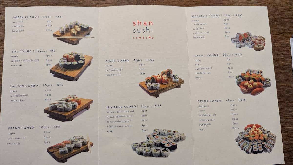 Menu at Shan Rice restaurant, George