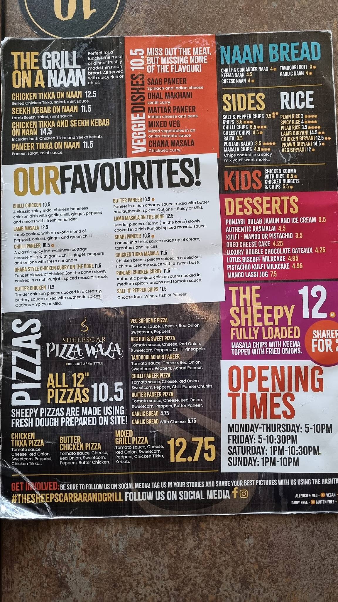 Menu at Sheepscar Bar & Grill, Leeds