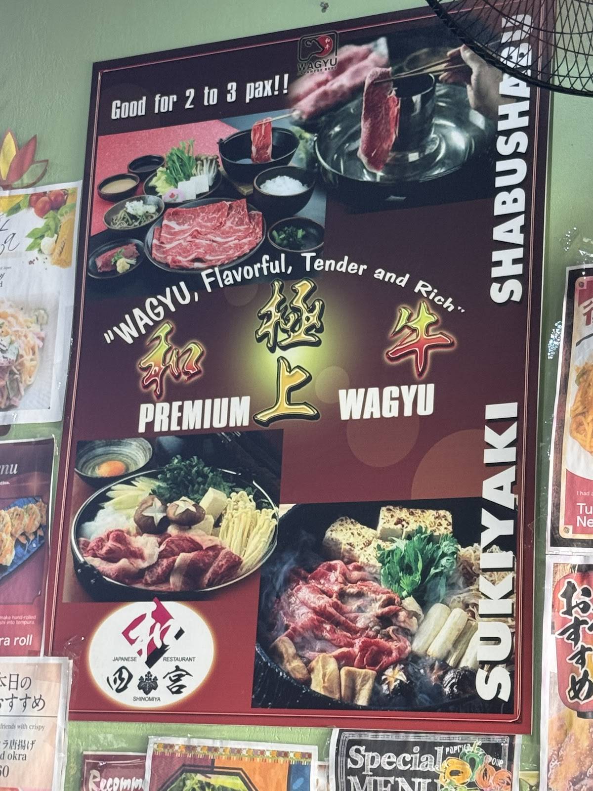 Menu at Shinomiya Japanese Restaurant, Muntinlupa