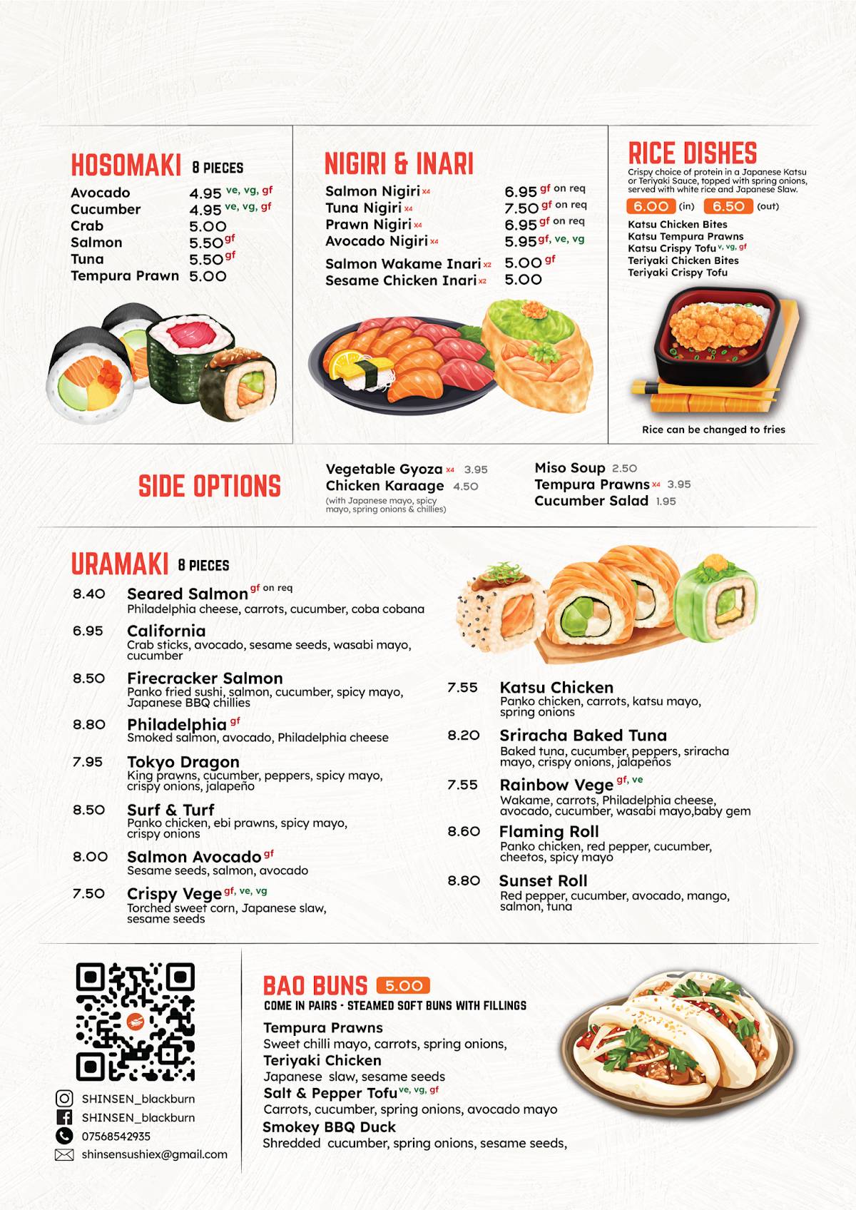 Menu at Shinsen Sushi Experience, Blackburn