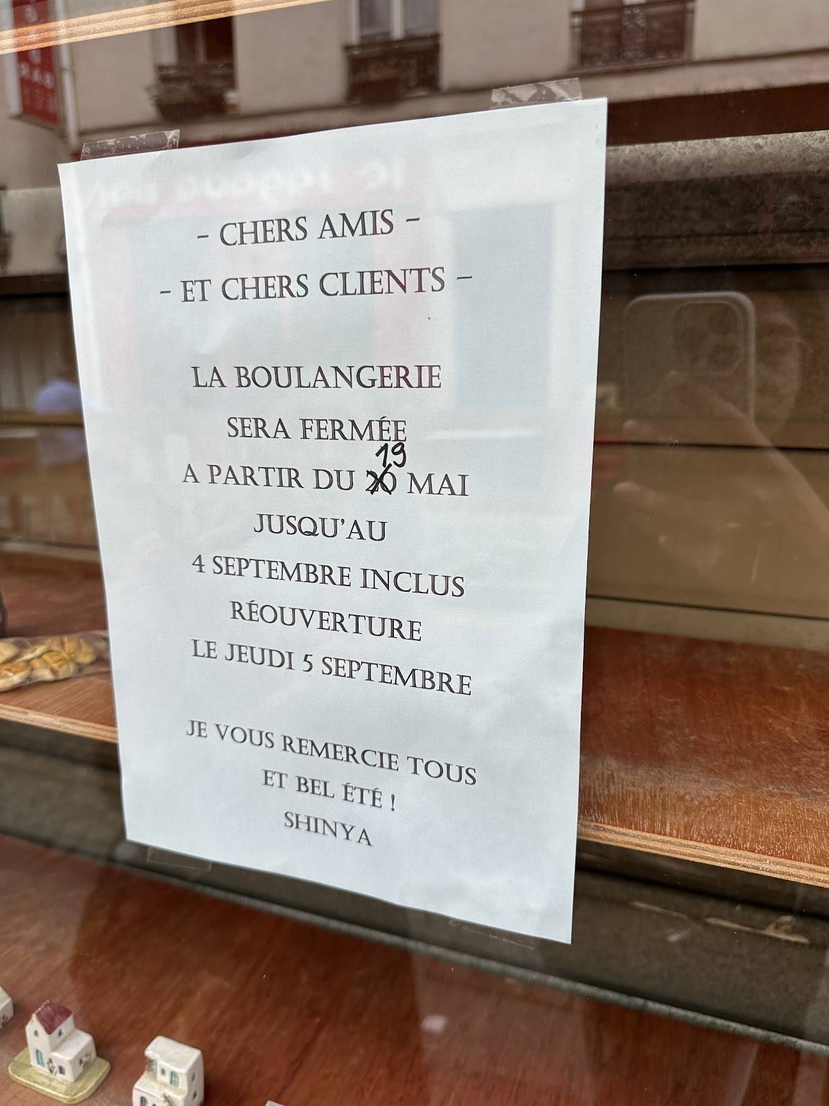 Menu au Shinya Pain restaurant, Paris