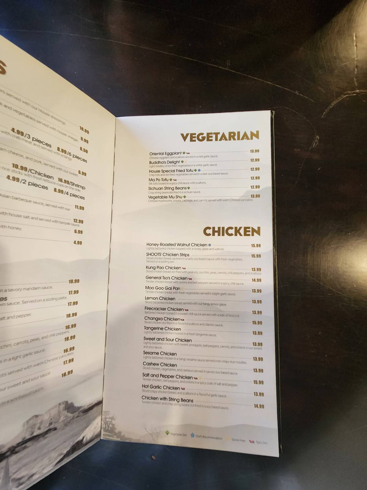 Menu at Shoots Chinese Restaurant, Provo